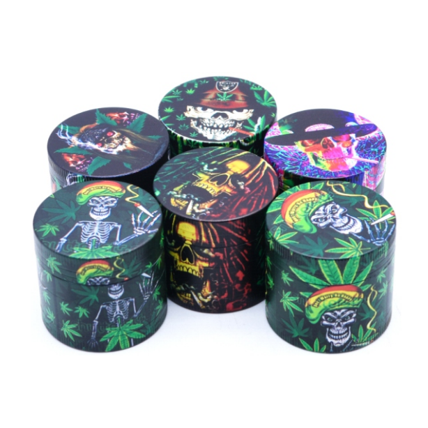 Colourful Rasta Skeleton Grinder, 55 x 45 mm, 4 parts | Metro Vape